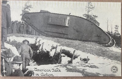 1918 WWI AMERICAN TANK IN ACTION Chicago Daily News US Army AEF British ...