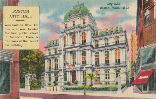 Postcard Massachuestts City Hall Built 1865 Architecture Boston MA | eBay