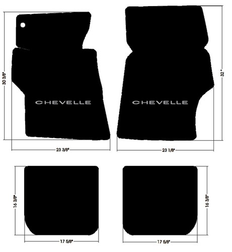 1966-1967 Chevelle Floor Mats Black Carpet Embroidered Silver Logo Set ...