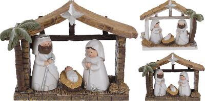 Resin Traditional Nativity Stable Scene Set Christmas Decoration ...
