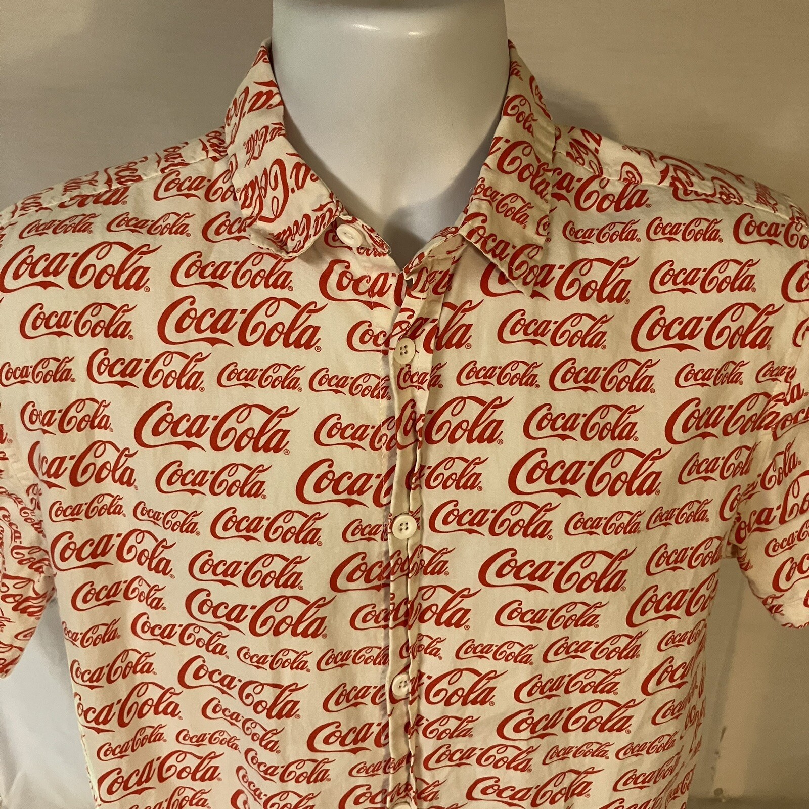Coca-Cola Coke Mens Hawaiian Aloha Camp Shirt Medium … - Gem