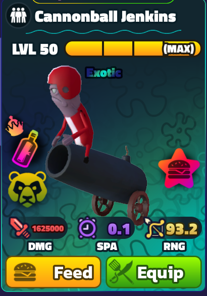 Cannonball jenkins (NC)(PP)(LV50) - Spongebob Tower Defense | eBay