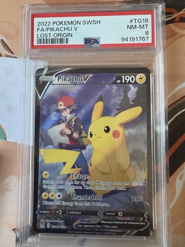 Pokemon Pikachu Trainer Gallery SWSH Lost Origin TG16/TG30 Card PSA 8 ...