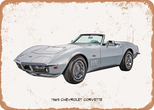 Classic Car Art - 1969 Chevrolet Corvette Oil Painting - Rusty Look ...