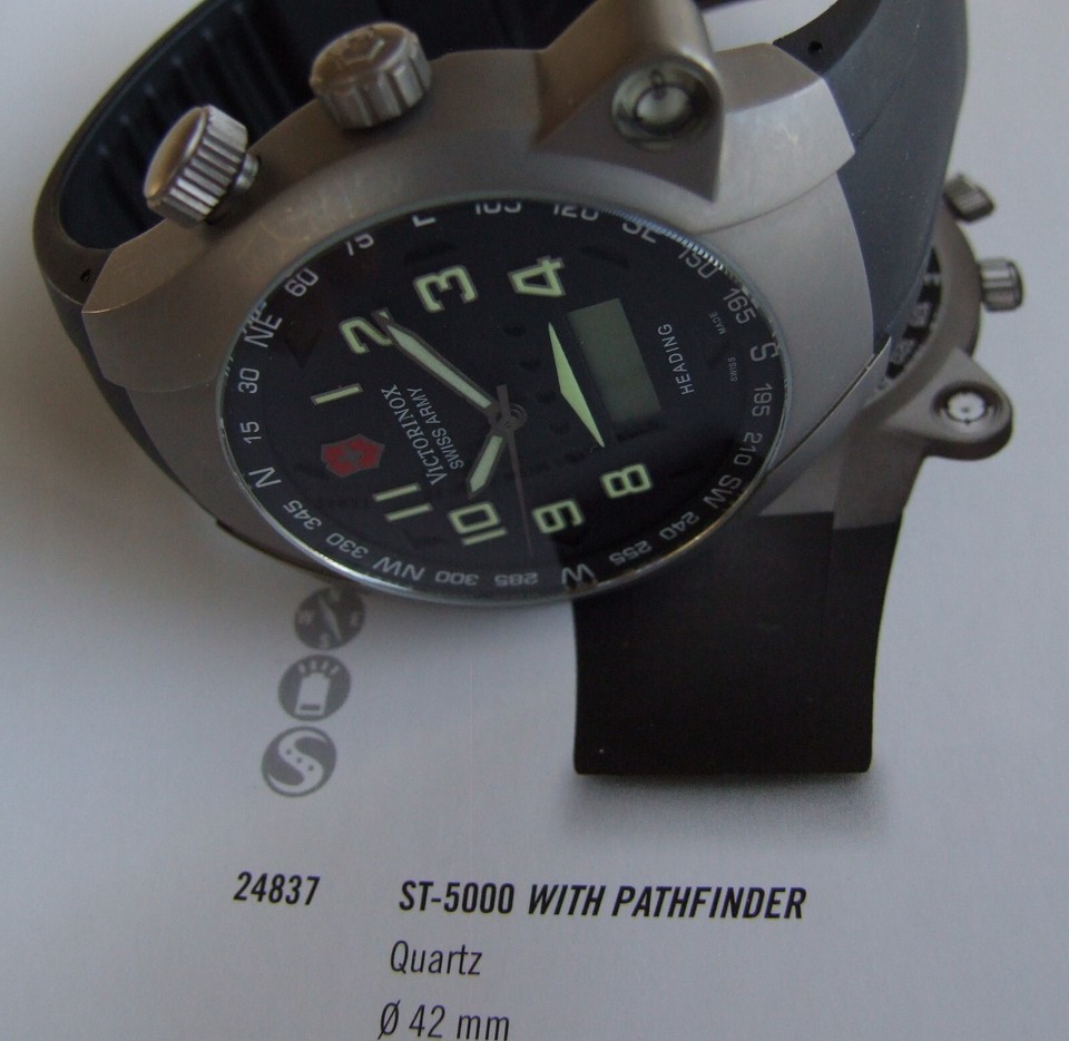 ULTRA RARE SWISS ARMY Men ST5000 LED Digital Compass TITANIUM Watch w ...