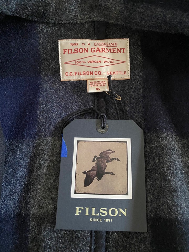 FILSON MACKINAW WOOL BLAZER BLACK/CHARCOAL/NAVY BUFFALOCHECK XL LIMITED ...