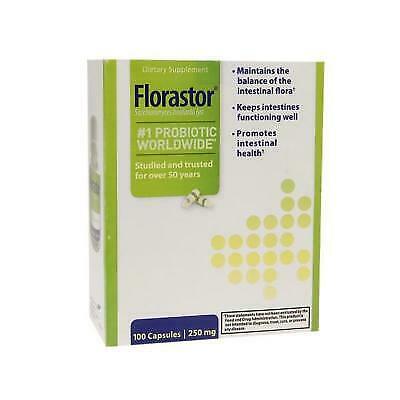 Florastor 250 mg Daily Probiotic Supplement - 100 Vegetarian Capsules ...
