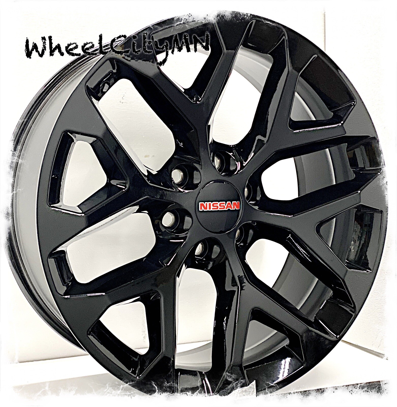 22" gloss black Snowflake OE replica 5668 wheels fits Nissan Armada ...