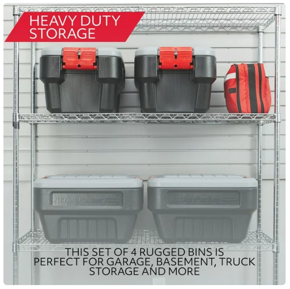 8 Gallon Action Packer Storage Bin, Heavy Duty, Lockable, Black ...