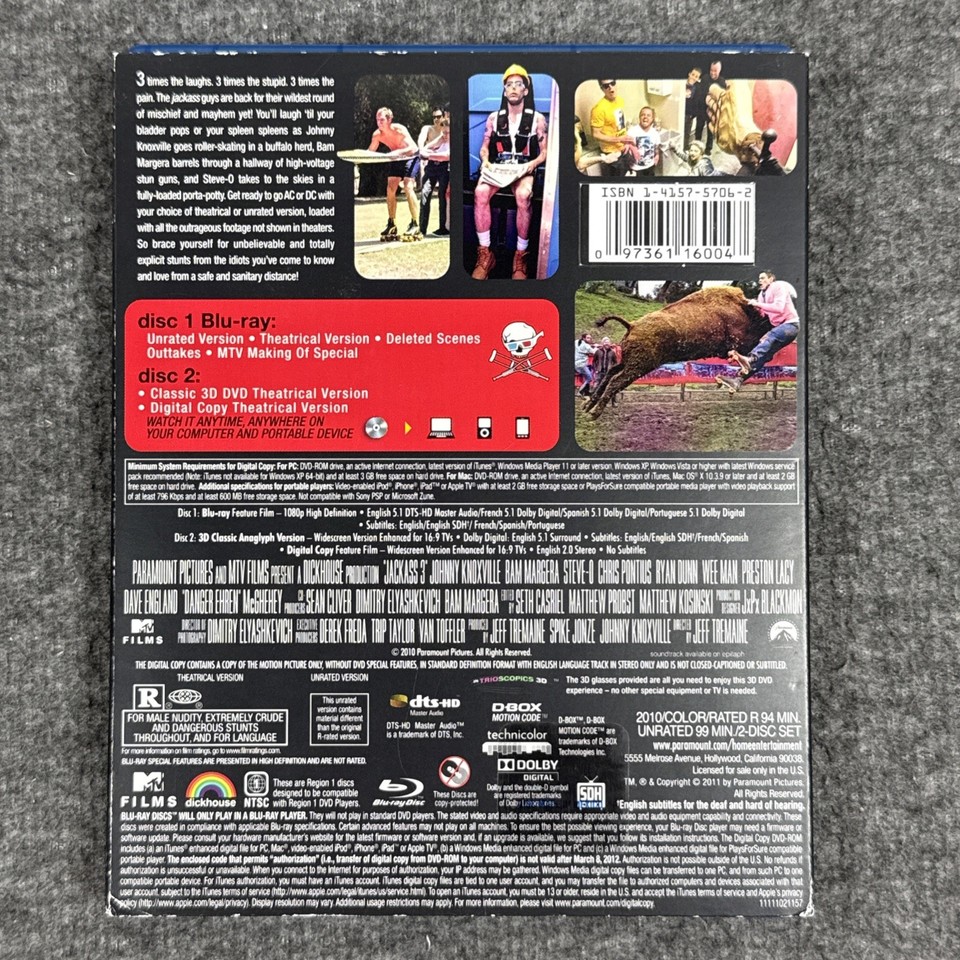 Jackass 3 (Two-Disc Anaglyph 3D DVD / Blu-ray Combo + Digital Copy ...