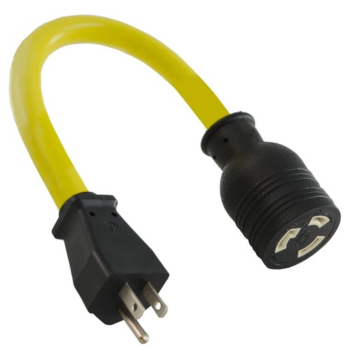 Generator Adapter 1 ft 15A U.S. Plug to 30A Locking Connector, 125V ...