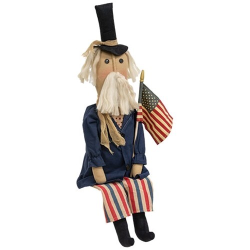 NEW Primitive UNCLE SAM DOLL with FLAG Cloth Patriotic Top Hat 25.25 ...