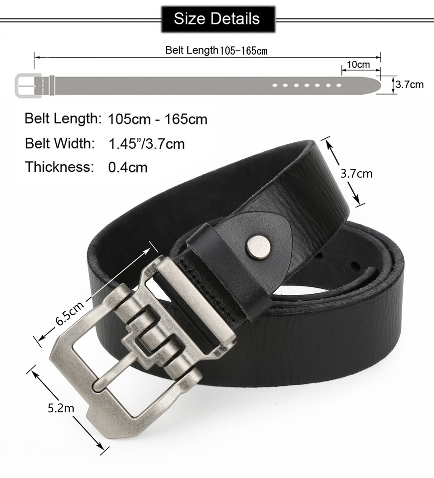 Mens Belt for Jeans Big and Tall Size 28"-64" 100% Real Leather Belts 3 ...