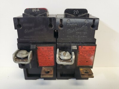 LOT OF (2) GUARANTEED! PUSHMATIC 20A 120/240VAC CIRCUIT BREAKER 31120 ...