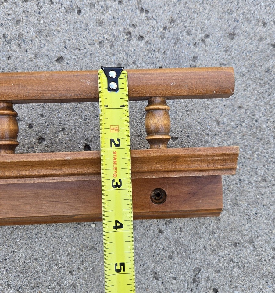 Vintage Solid wood Wall Shelf display spindle rail 36" Rustic Cabin ...