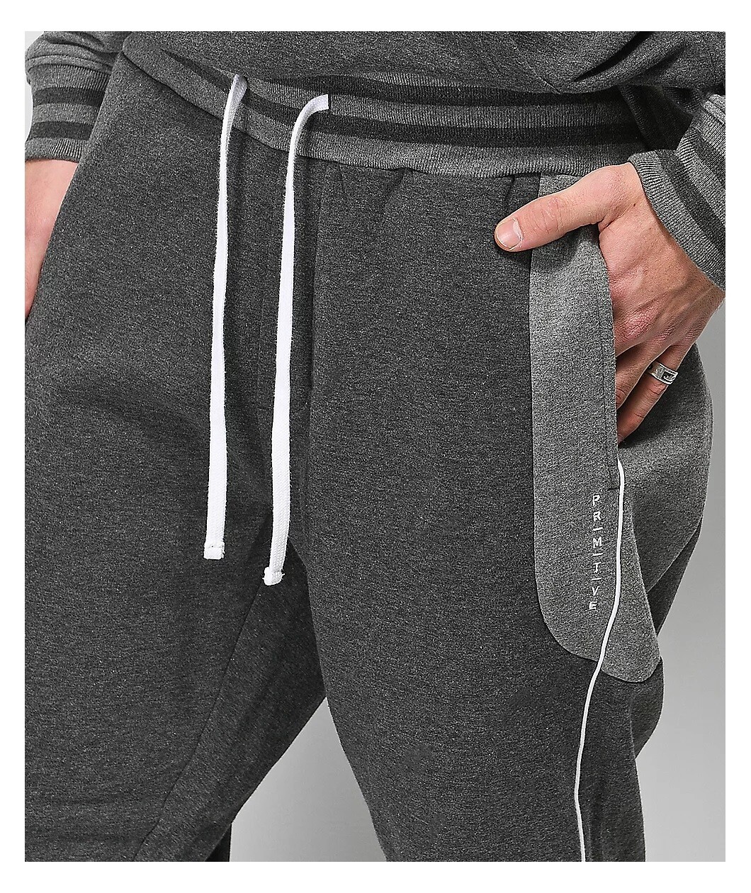 Primitive Mood Contour Fleece Pant Charcoal Heather Sweatpants Men's ...