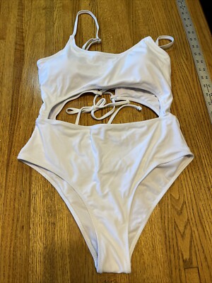 Ladies White One Pc Swimsuit Size M. #E190 | eBay