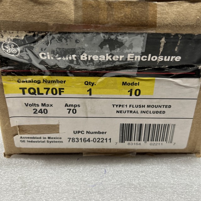 GE TQL70F 3 Pole 70a Amp Circuit Breaker Disconnect Enclosure Type 1 ...