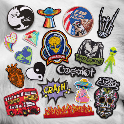 Skull Bus Heart UFO Embroidered Sew On Iron On Patch Badge Clothes ...