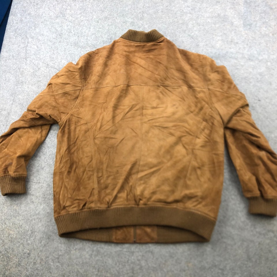 Jos A Bank Jacket Men Medium Brown Full Zip Bomber Suede Leather Coat ...
