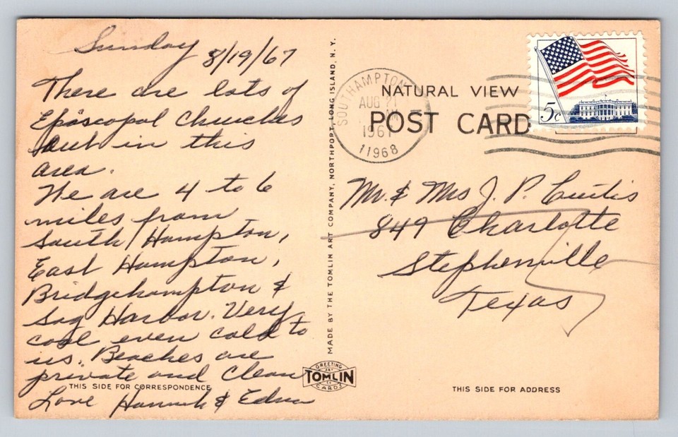 Tomlin St Anns Episcopal Church Bridgehampton Long Island New York P863 ...