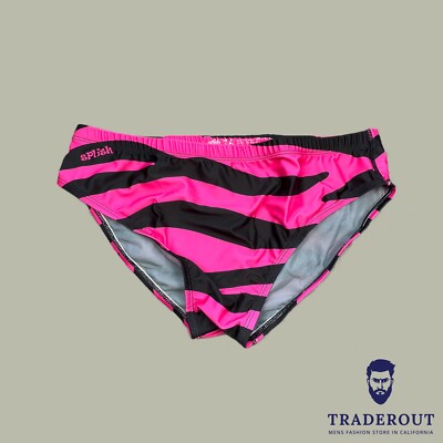 Splish Men pink tiger vintage style swim brief bikini Swimwear size 36 ...