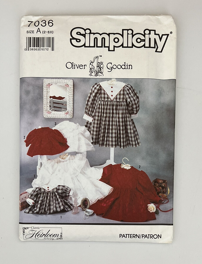 Simplicity Sewing Pattern 7036 Child & Doll Dresses • Sz 2-6x • Oliver ...