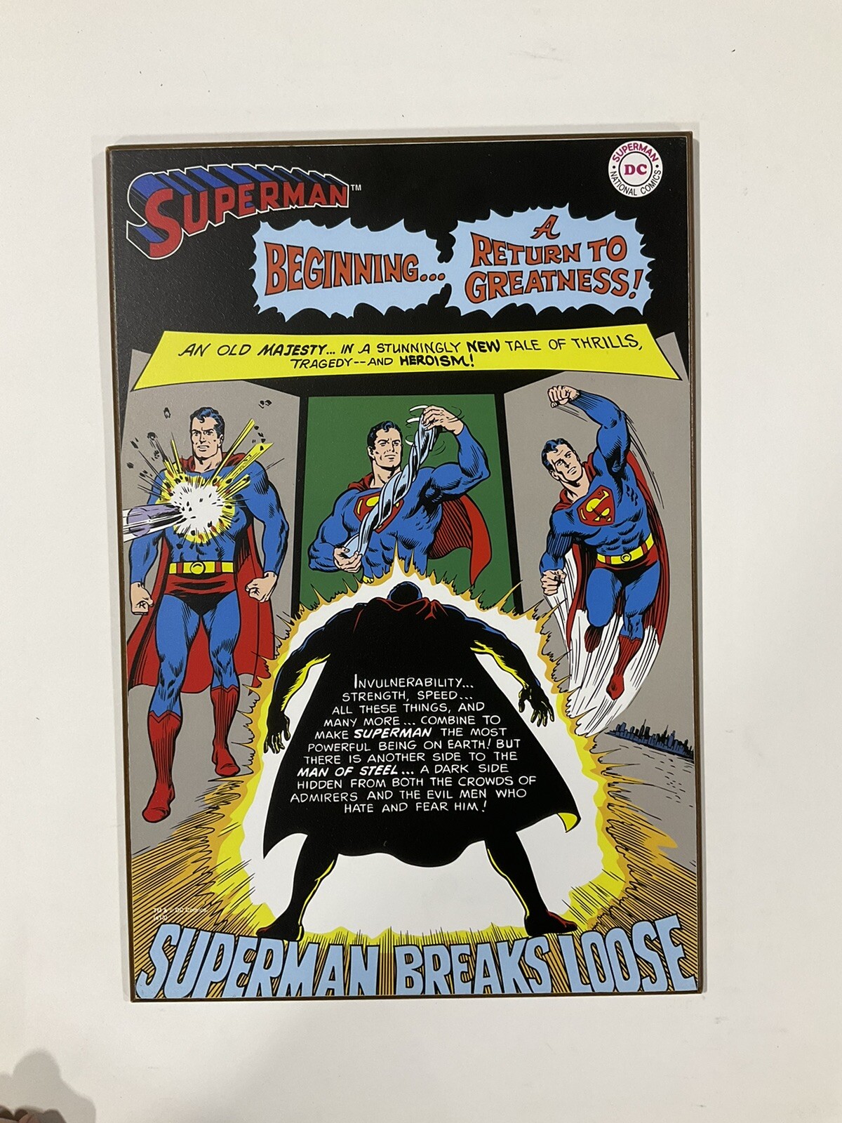 Superman Breaks Loose wood wall plaque 13x19 Warner Bros DC Comics | eBay