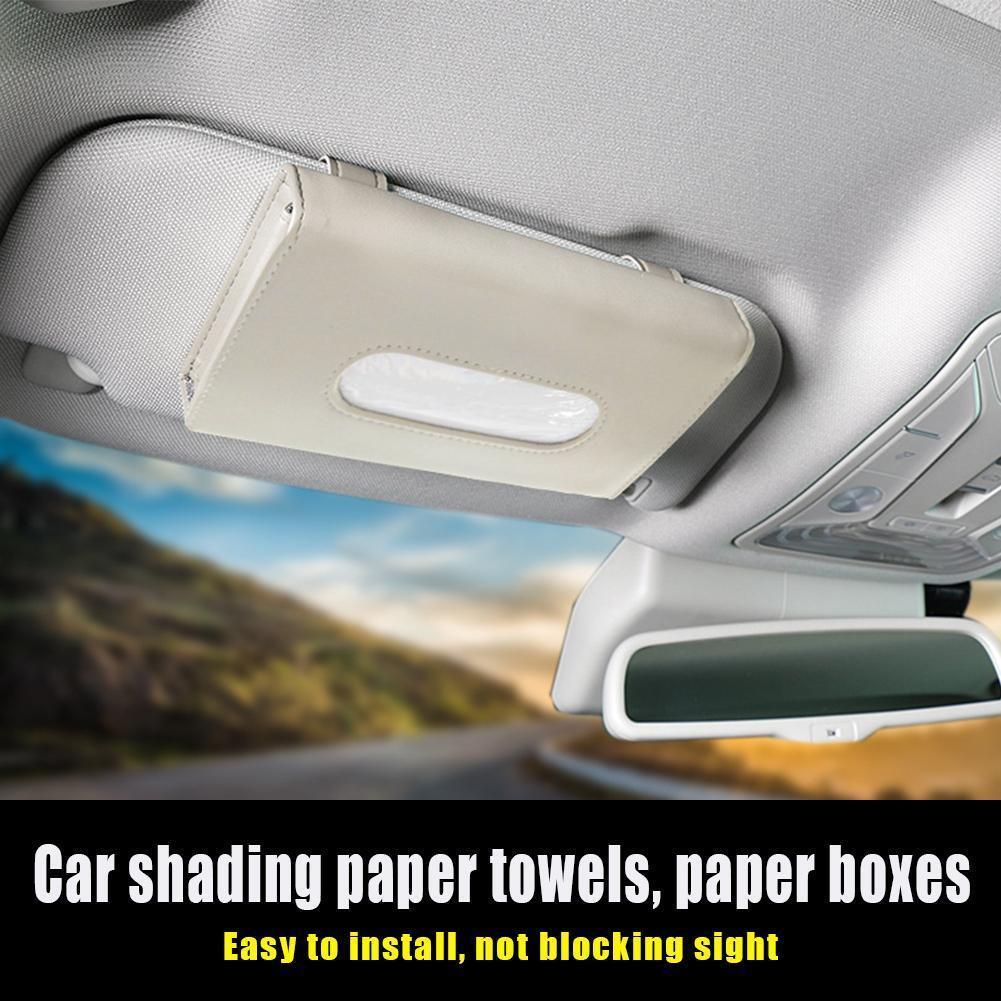 Car Sun Visor Tissue Box PU Leather Paper Napkin Cover Auto Styling ...
