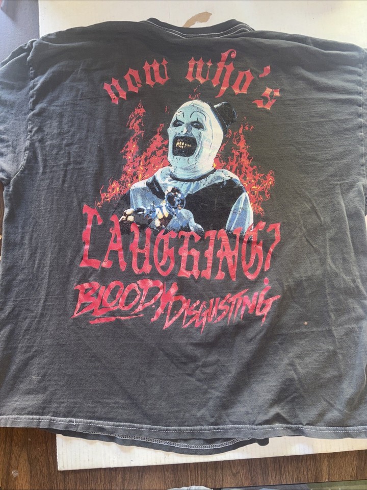 TERRIFIER Horror Double Sided Graphic Tee T-Shirt XL Old Vintage Look ...