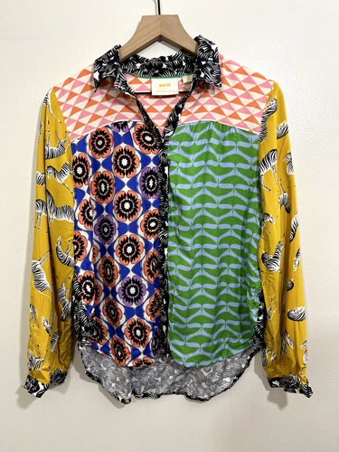 Maeve Anthropologie Contrast Button Down Blouse SP Multi Top Shirt ...