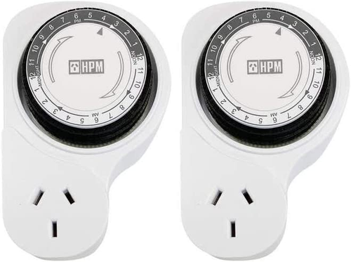 HPM 24 Hour Analog Timer with Offset Double Pole Twin Pack ...