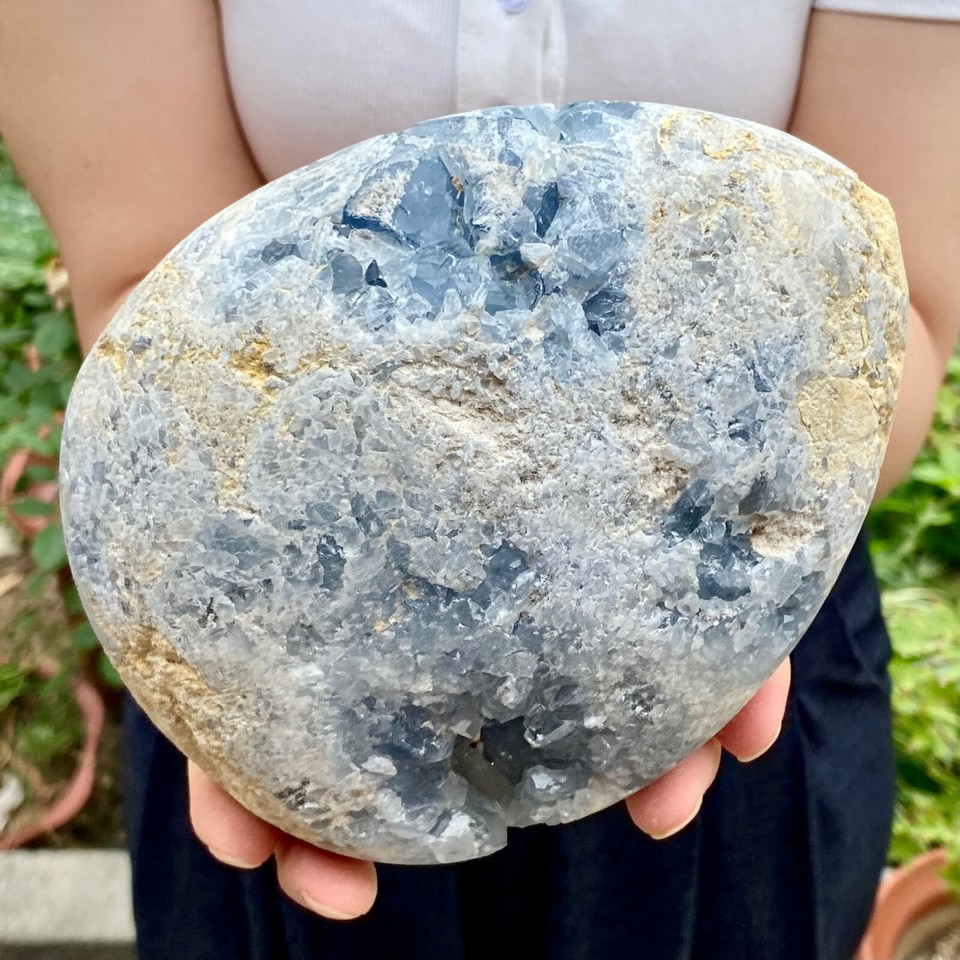 5.93LB Natural Blue Celestite Crystal Geode Cave Mineral Specimen ...