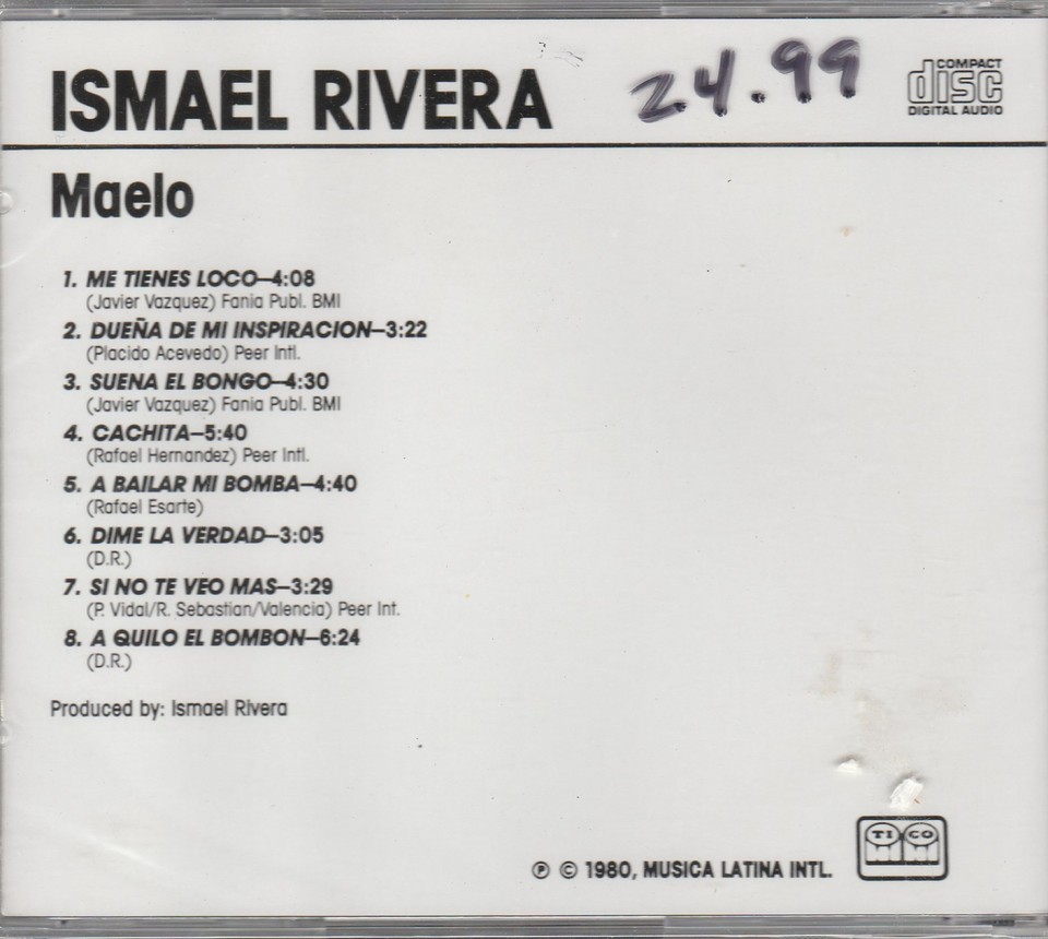 Ismael Rivera - Maelo El Sonero Mayor - Rare Non-Remastered New CD ...