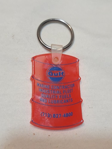 Vintage Advertising Keychain GULF Key Ring Orange Marine Oil Barrel ...