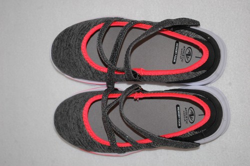 Girls Casual Shoes BLACK MARLED w/ NEON ORANGE TRIM Mary Janes 12 13 1 ...