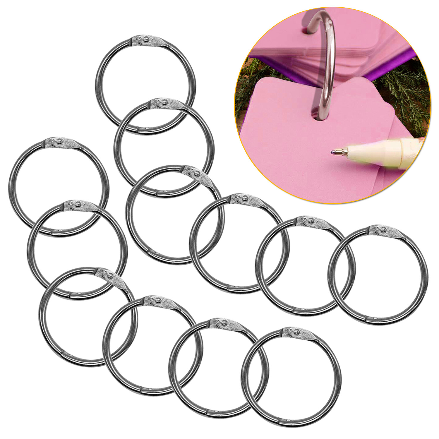 2-20pcs Metal Silver Binding Clips Loose Leaf Rings Book Binder Album ...