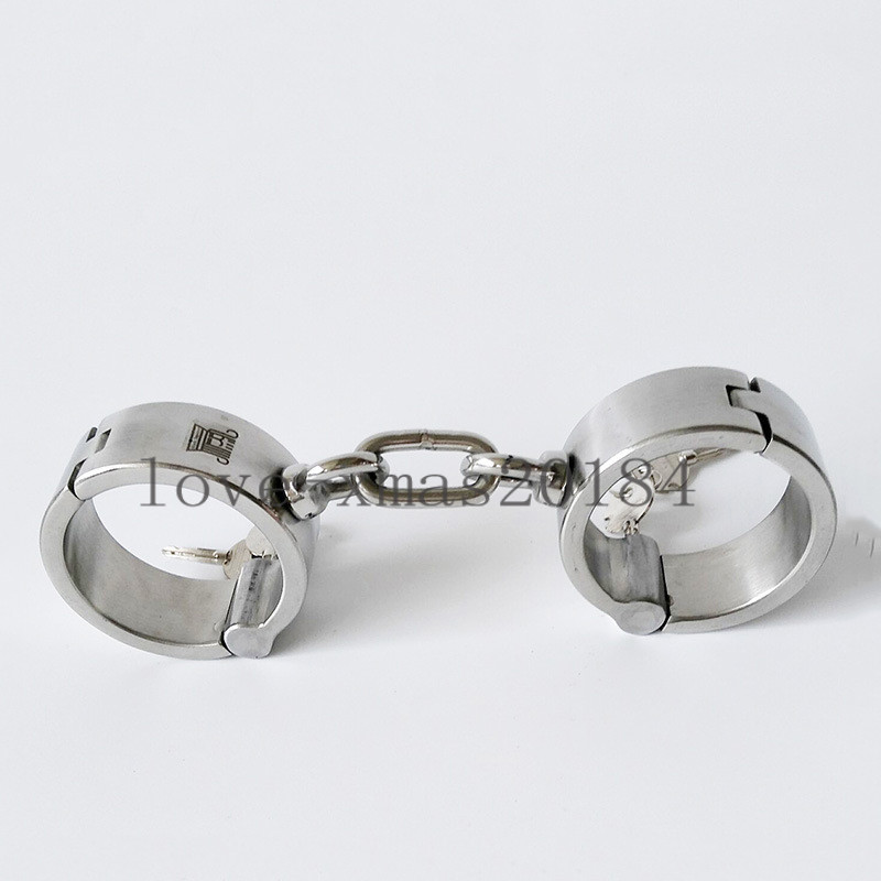 Stainless Steel 3cm High Handcuffs Wrist Cuffs Manacle Anklets Slave ...