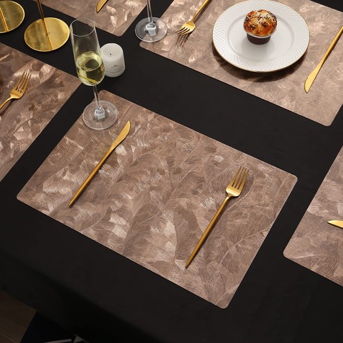 Plastic Dinner Mats Set of 6 Washable Placemats Copper Color (NEW-3942 ...