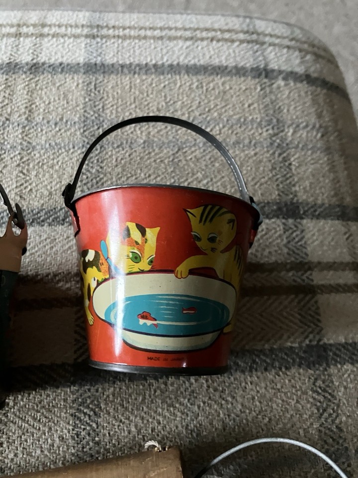 Antique / Vintage Toy Tin Seaside Buckets With One Spade Japanese | eBay UK