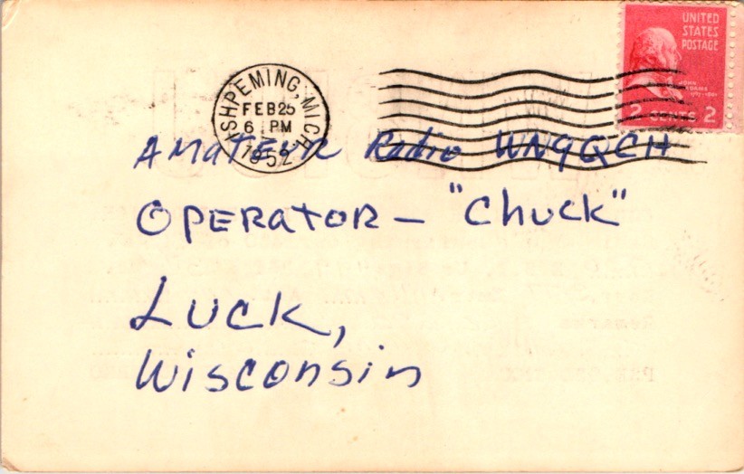 Ham Radio QSL Postcard WN8IUJ Michigan Carl Superko Millen Long Wire ...