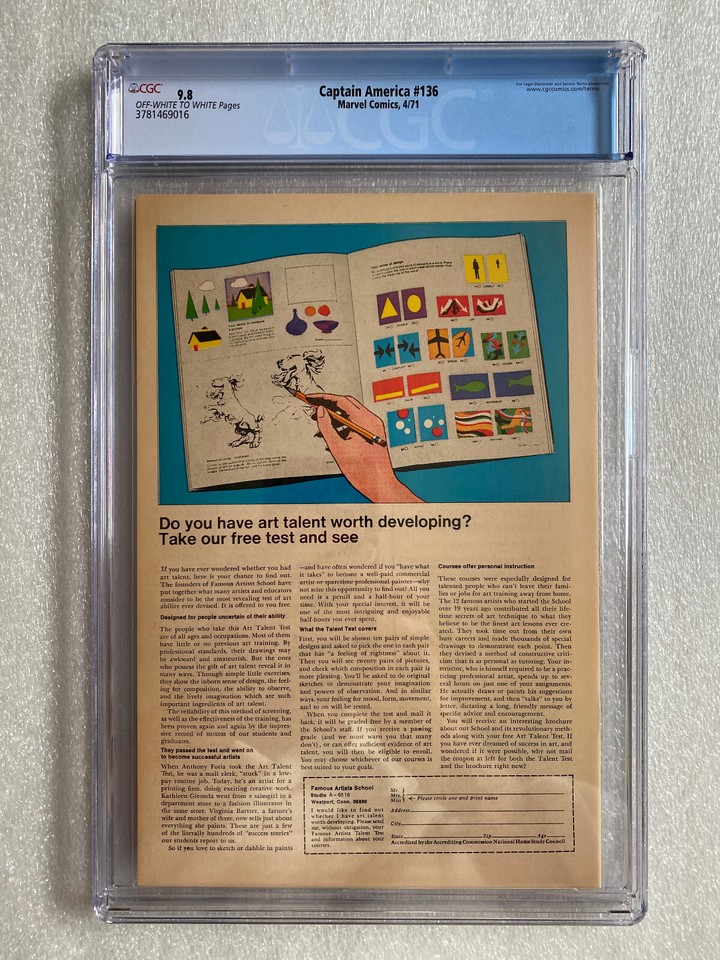 Captain America #136 CGC 9.8 1971 - Nick Fury and Mole Man appearance ...
