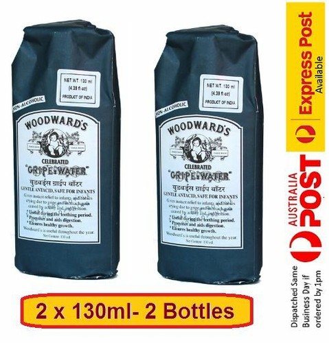 2 X 130ML- GRIPE WATER WOODWORDS-Relieves colic & gastrointestinal ...