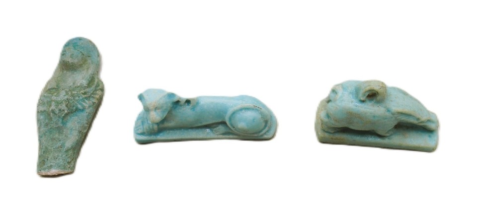 MIXED LOT OF VINTAGE ANTIQUE EGYPTIAN FAIENCE/STONE USHABTIS AND ...
