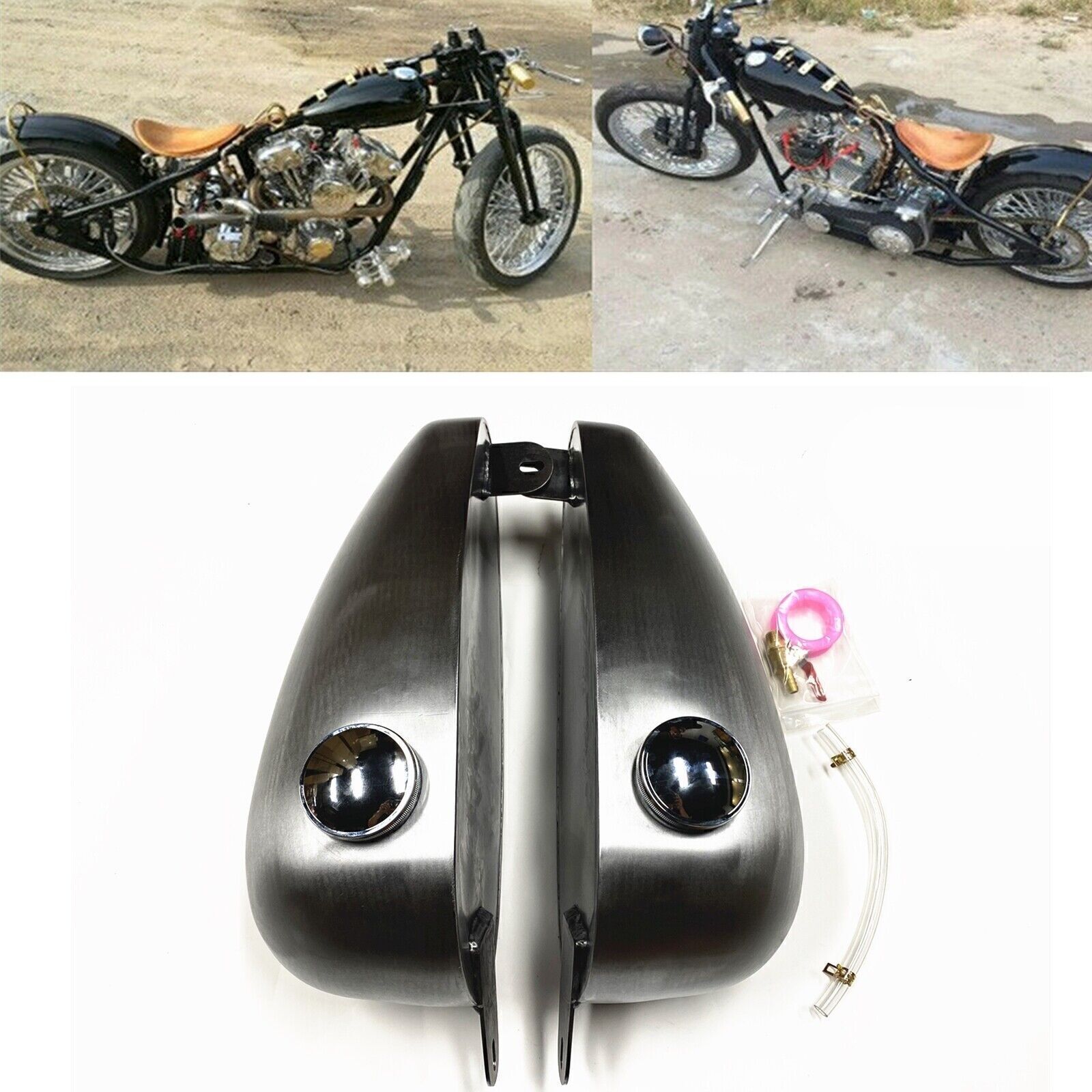 Handmade Double Petrol Gas Fuel Tank For Retro Drip Flatside Fat Bob ...