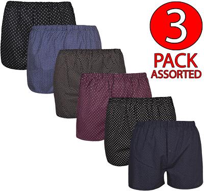 3 Pack Mens Boxer Shorts Underwear Lightweight Button Fly Trunks ...