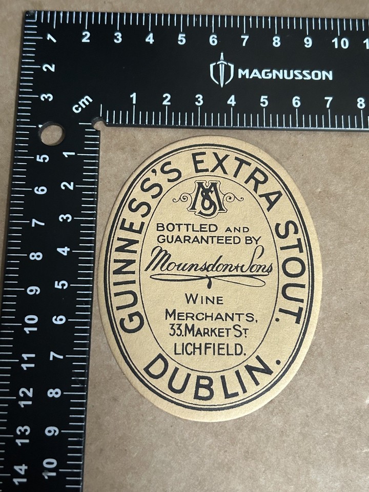 MINT GUINNESS DUBLIN BOTTLED BY MOUNSDON & SONS LICHFIELD BEER BOTTLE ...