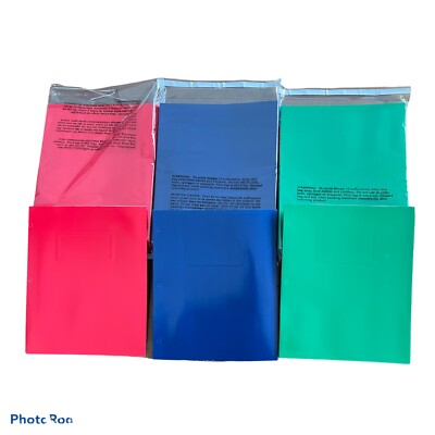 2 Pocket Paper Portfolio Folder 3-Hole Punched Green Red Blue Lots Of ...