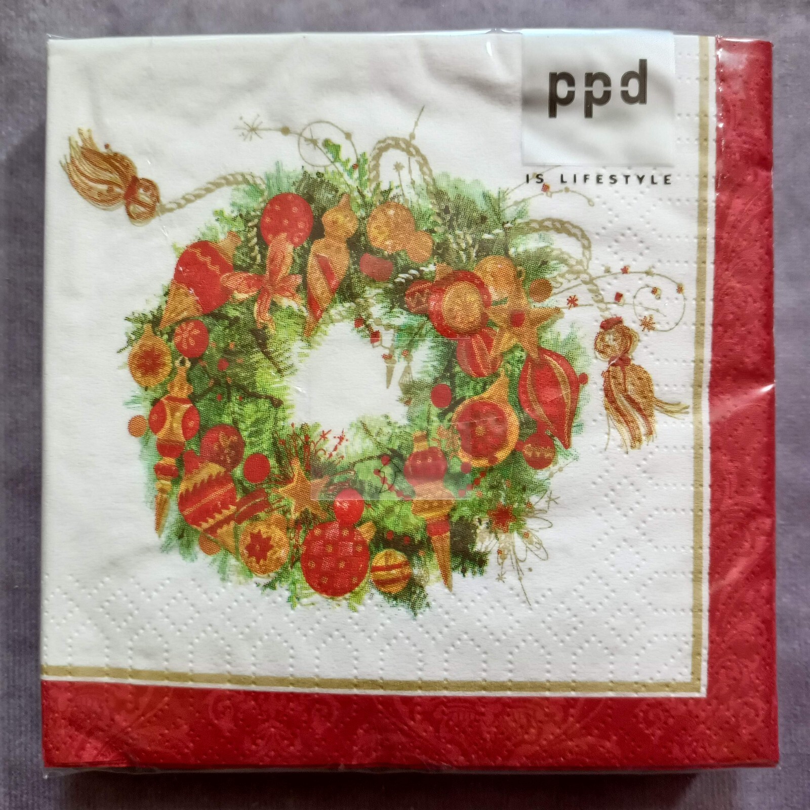 Paper Napkins Spirit Wreath Christmas 20-count 25cm Cocktail Beverage ...