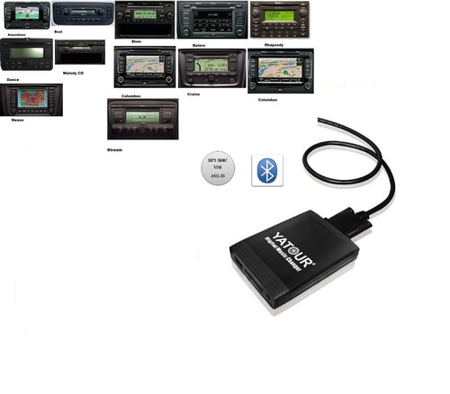 Bluetooth USB SD AUX MP3 Adapter passend fü Skoda 12 Pin Stream RCD 300 ...